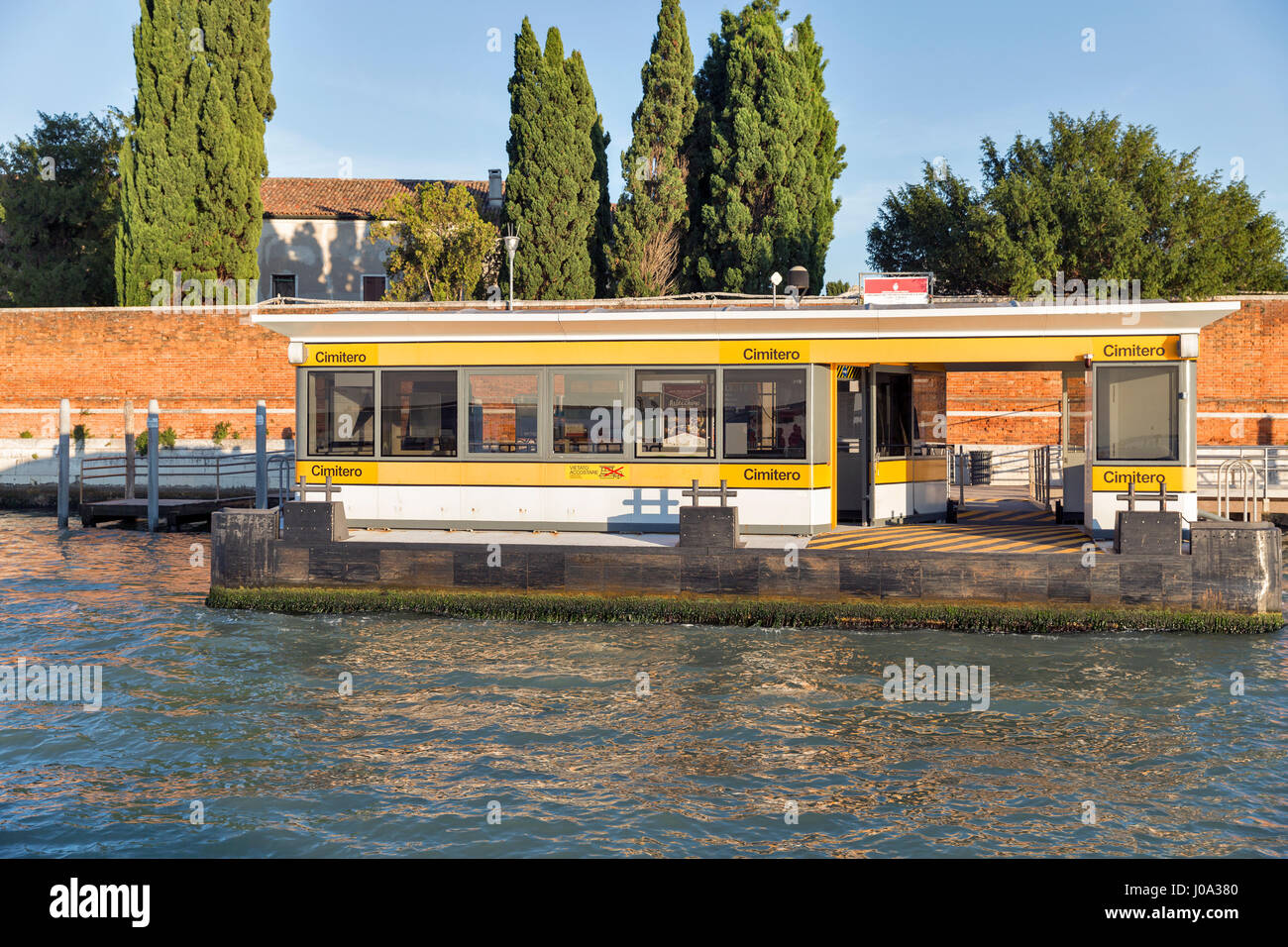 VENICE, ITALY - SEPTEMBER 22, 2016: Cemetery water bus station on San ...