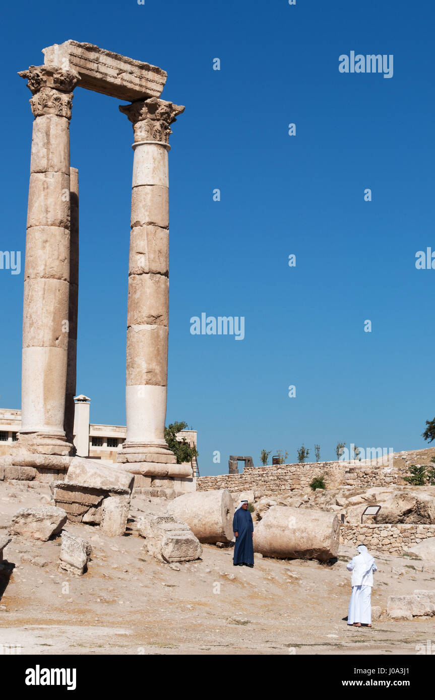 Muslim men in front of the ruins of the Temple of Hercules, the most ...