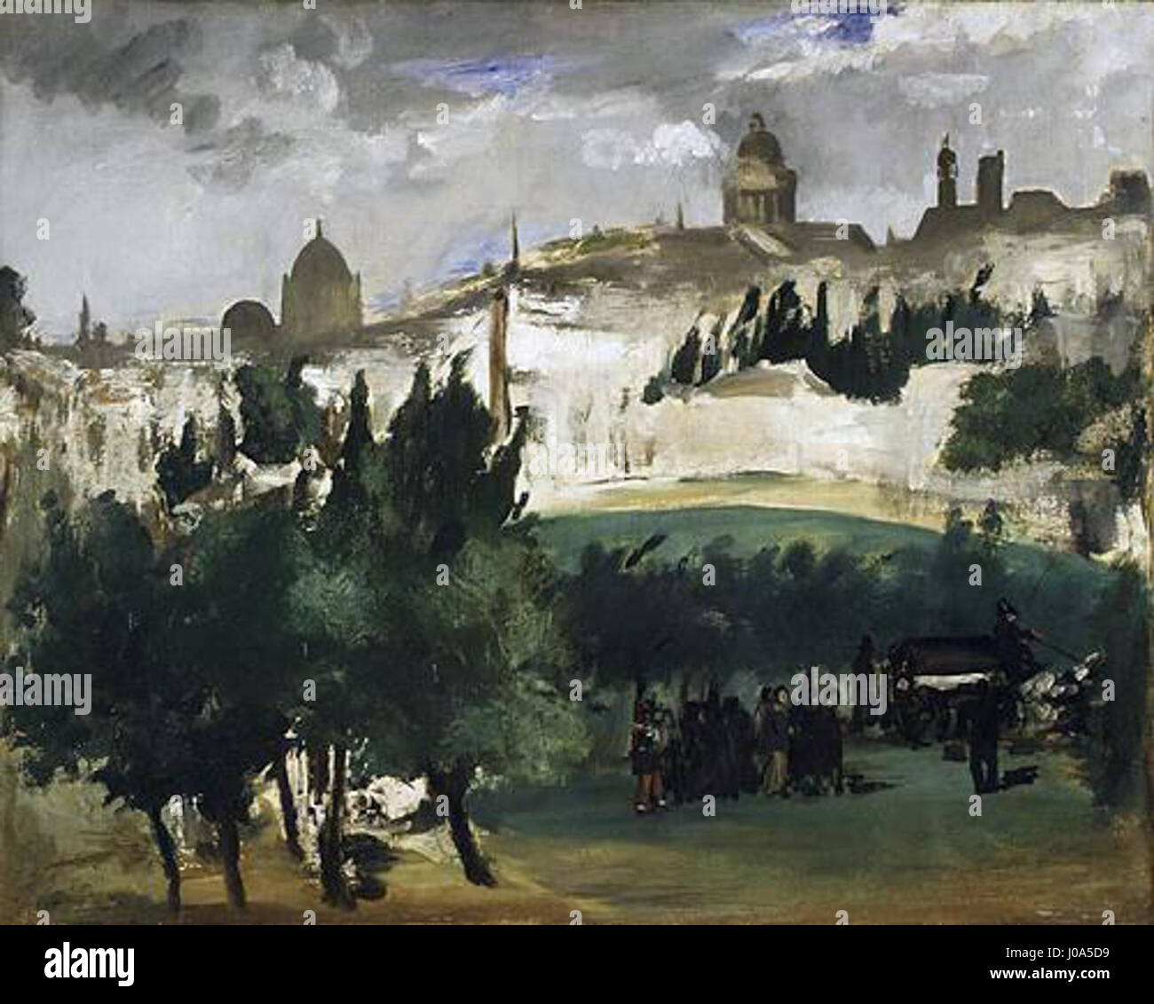 Édouard Manet’s painting 'The Funeral' from 1883 depicts a somber scene ...