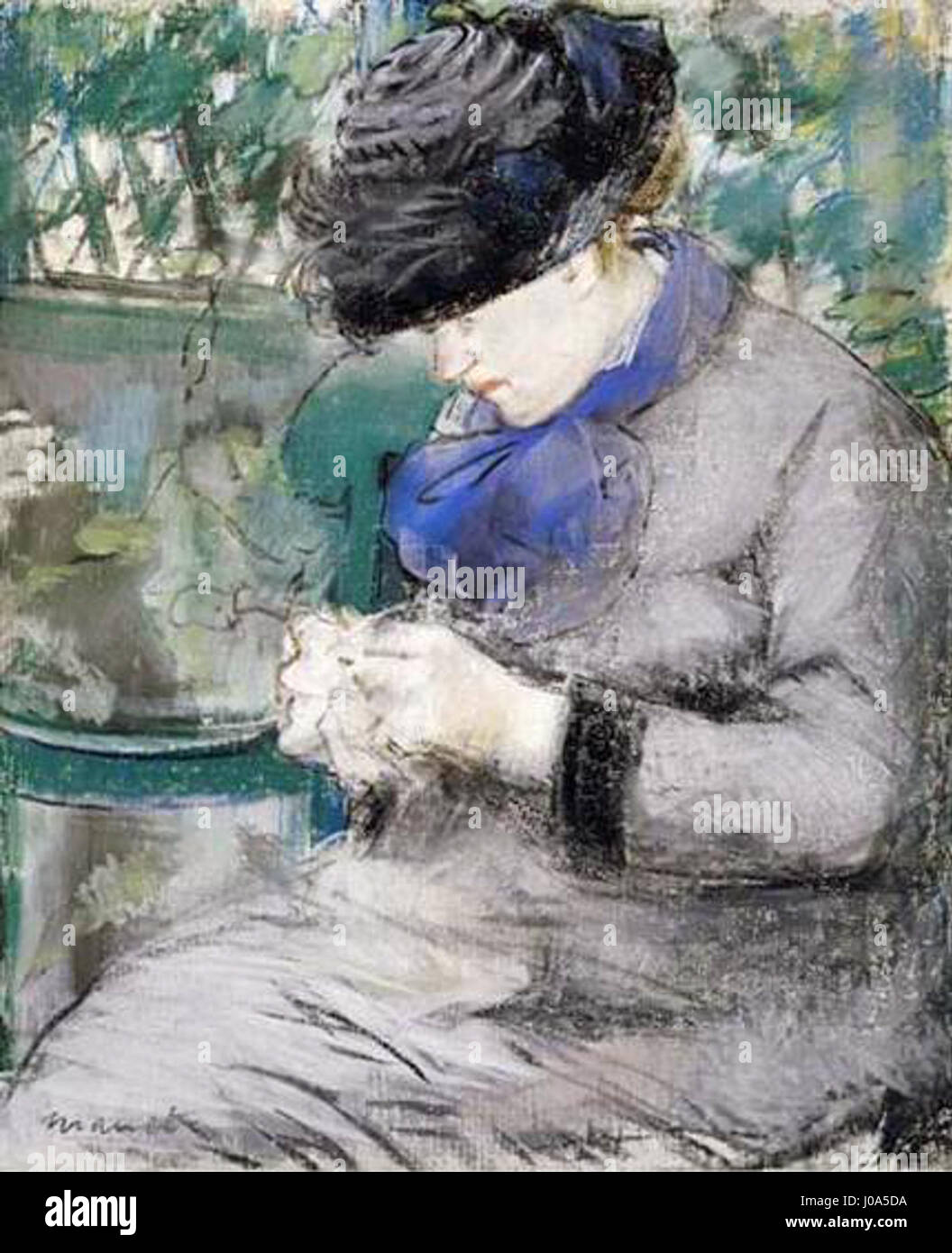 In 'The Knitting,' Édouard Manet captures the domestic scene of a woman ...