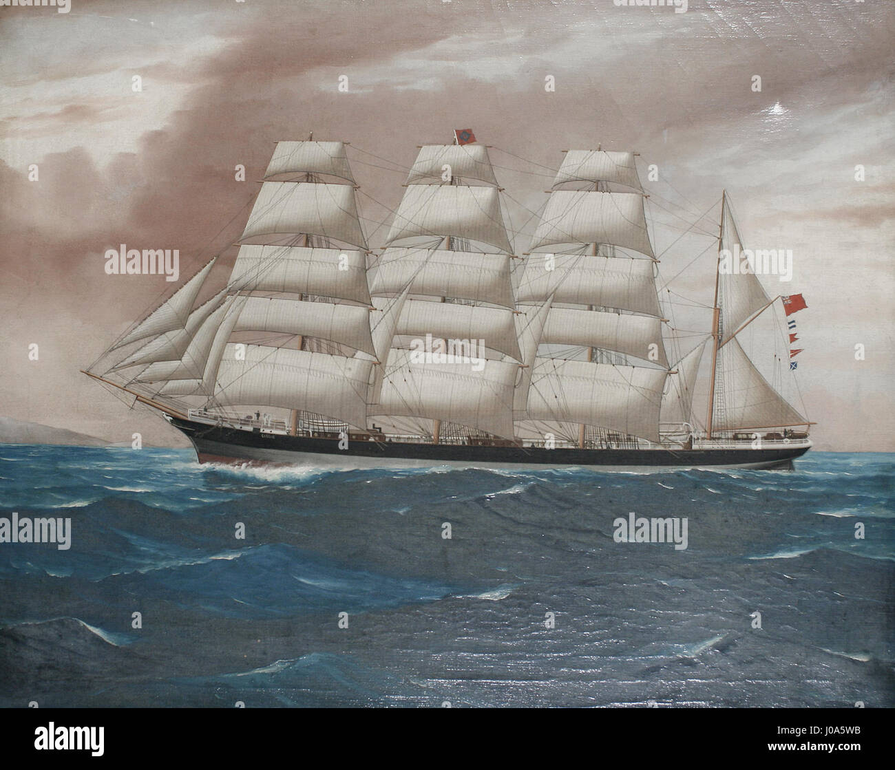 'Cissie', a four-masted barque, is depicted in this painting by William ...
