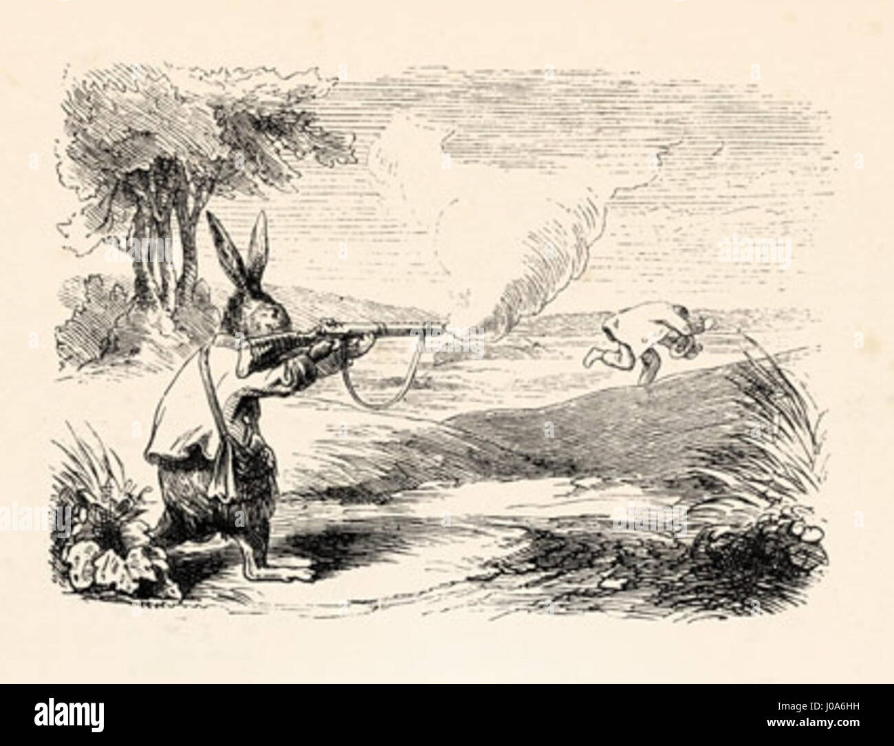 'Verkehrte Welt. Hase, der auf den Jäger schiegt' is a satirical ...