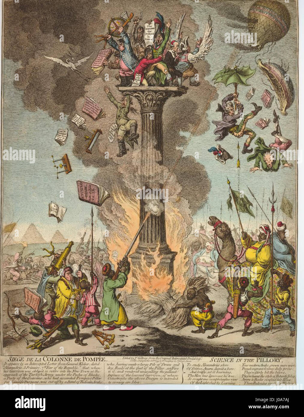 This historical piece illustrates the siege of the Column of Pompey ...