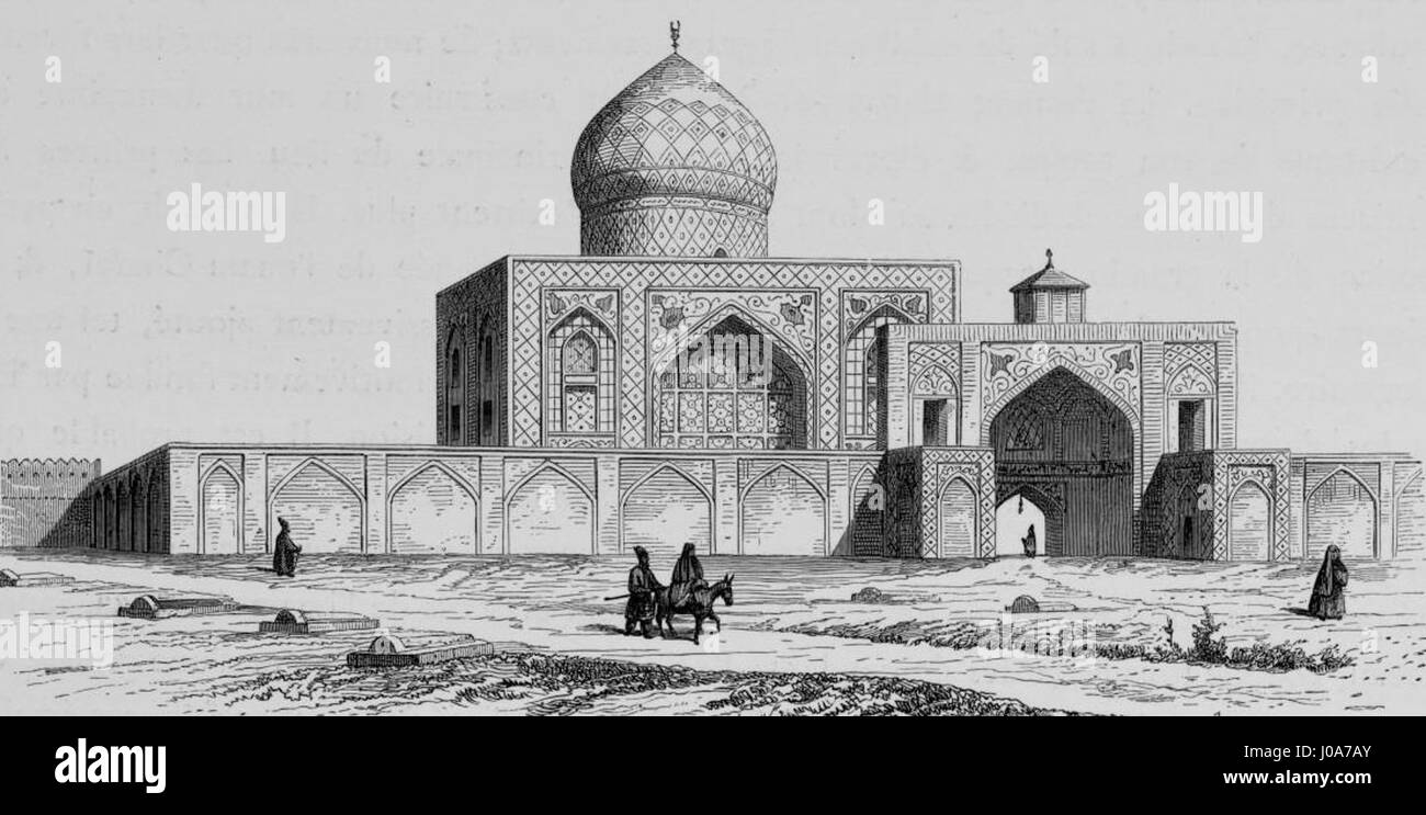 Pascal Coste's depiction of the mosque and tomb in Qazvin, Iran ...