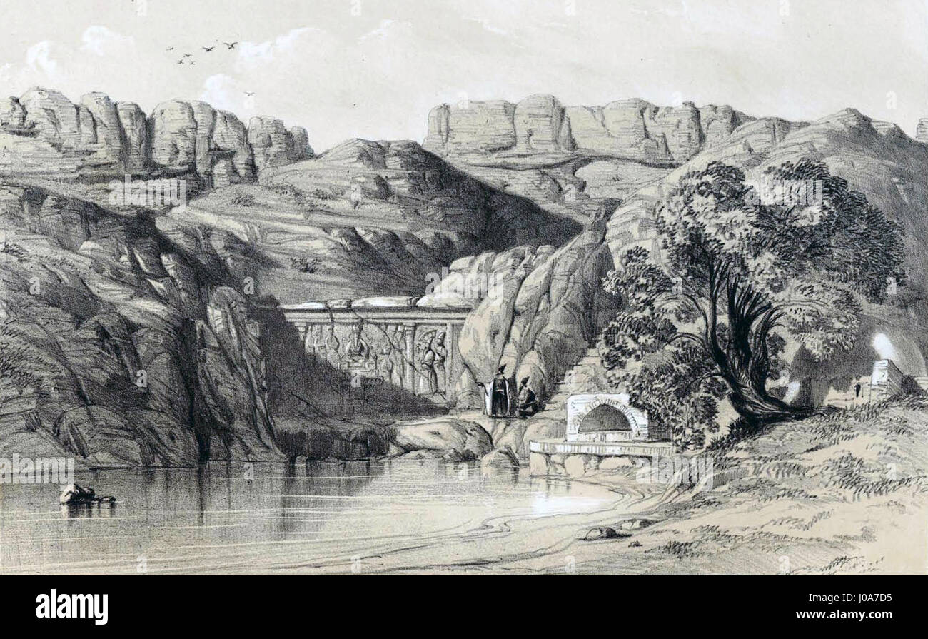 'Cheshmeh Ali' by Eugène Flandin depicts a scenic and architectural ...