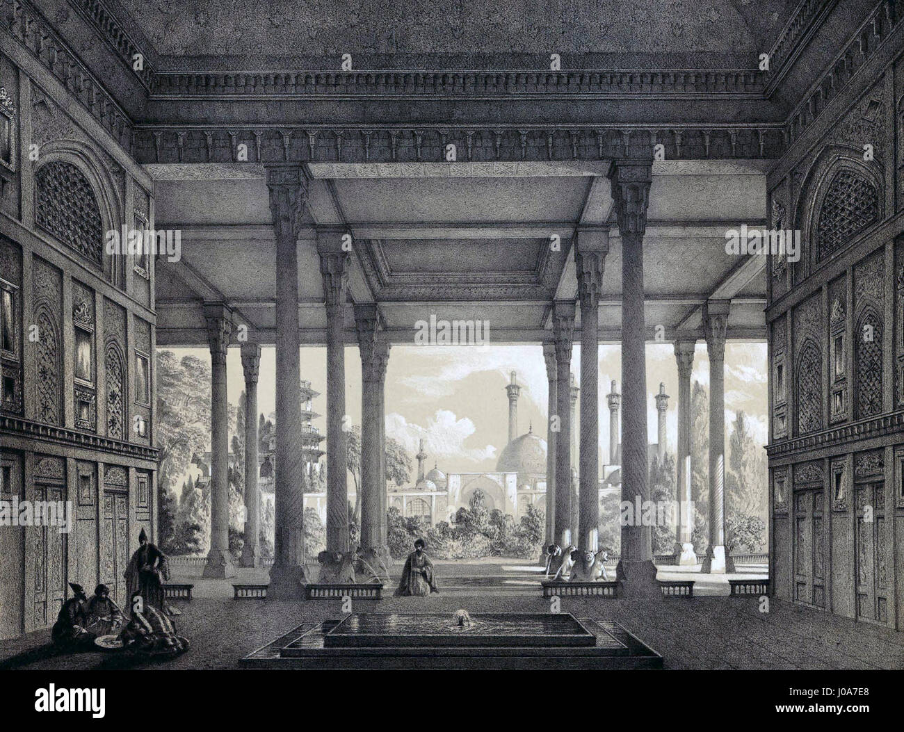 Eugène Flandin’s painting of the Palace Chehel Sutoun captures the ...