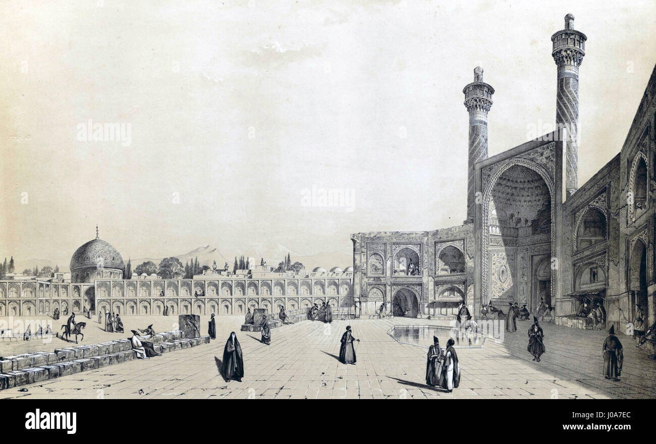 'Entrance to the Jama Mosque, Isfahan' is a drawing by Eugène Flandin ...