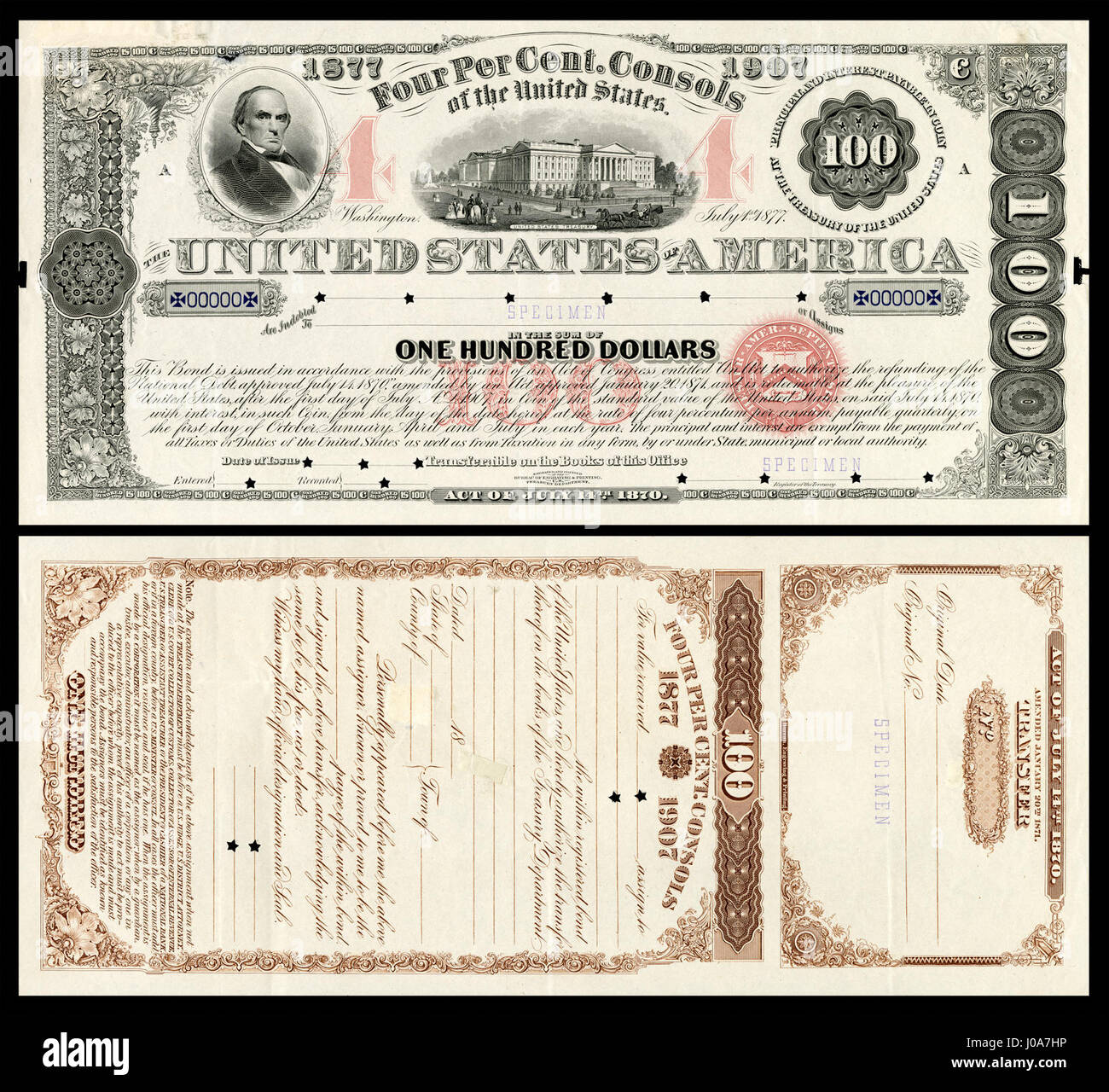 The US-B&L Consols-425 $100 of 1877 is a historical specimen of ...