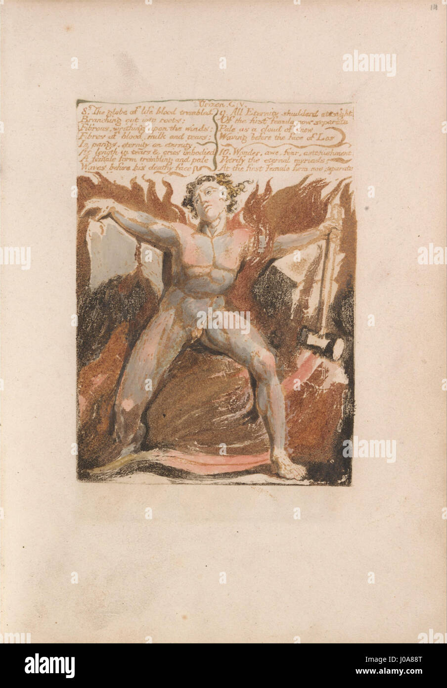 William Blake’s 'The First Book of Urizen, Plate 17' illustrates a ...