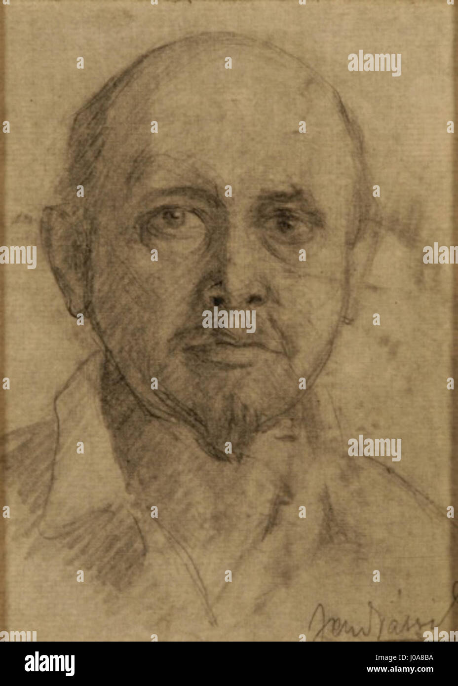 This self-portrait by Hungarian artist Jendrassik Jenő is a pencil ...