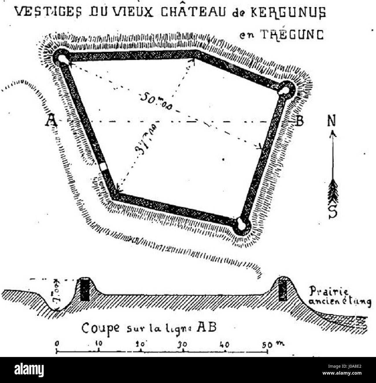 The 'Plan du château de Kergunus' is a detailed architectural map of ...