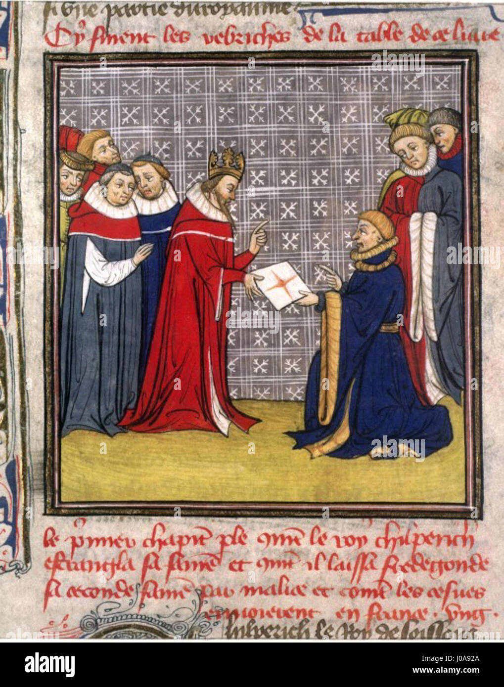'Chilpéric Ier et le(s) messager(s)' portrays King Chilperic I of the ...