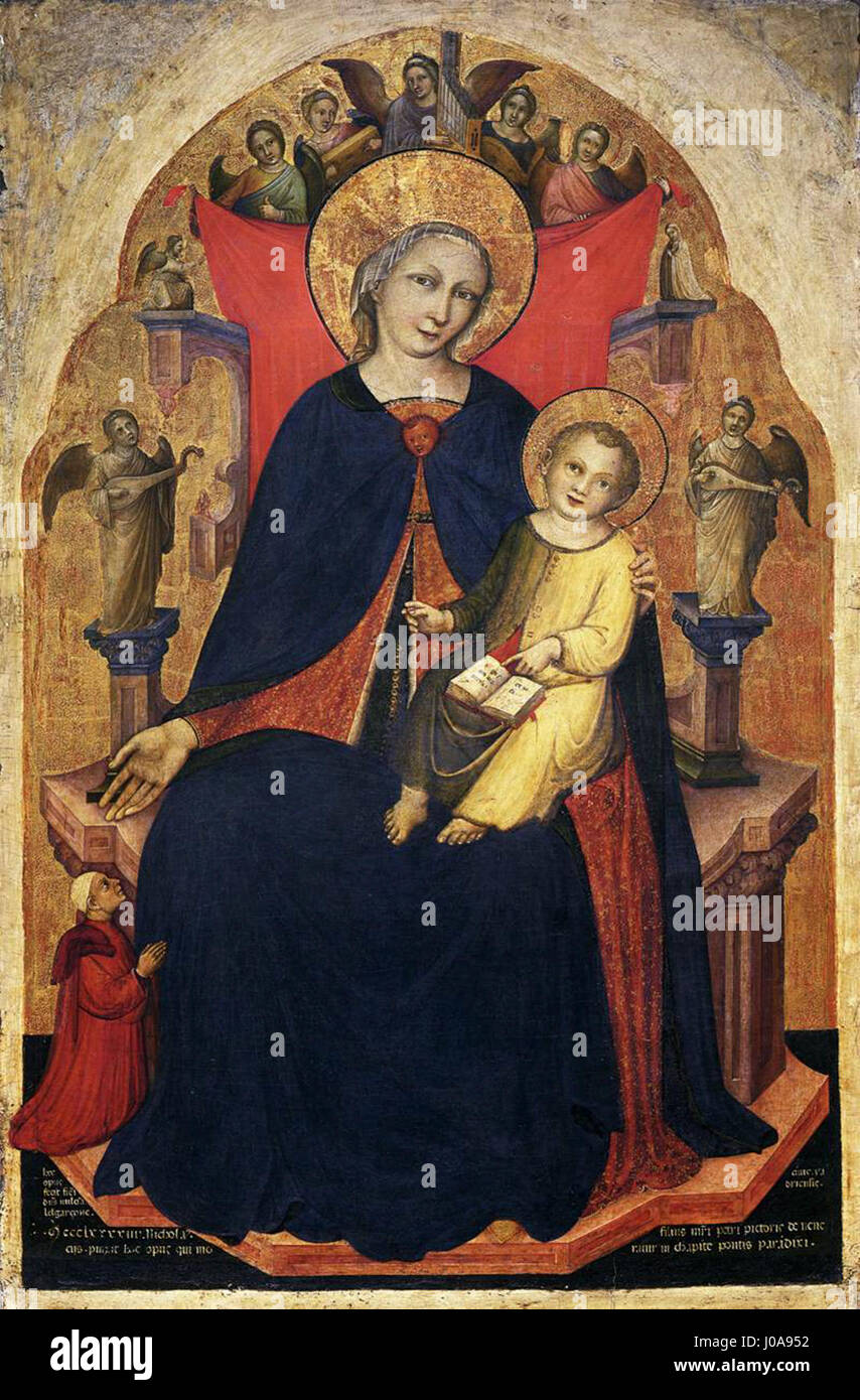 'Madonna and Child and a Devotee' by Niccolò Di Pietro is a Renaissance-era painting depicting ...