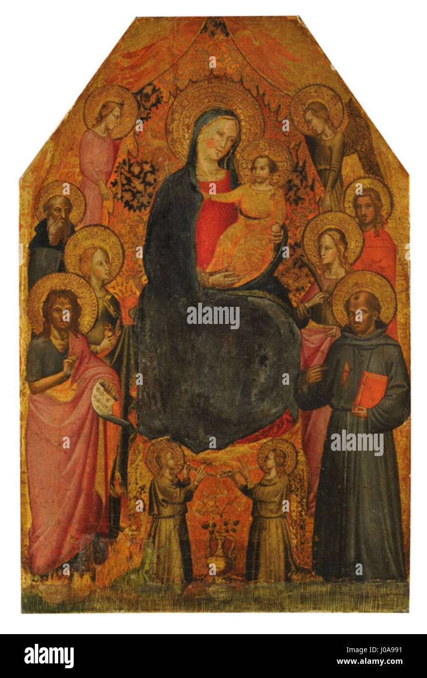 Niccolò di Tommaso - Virgen y Niño rodeados de santos y ángeles Stock Photo - Alamy