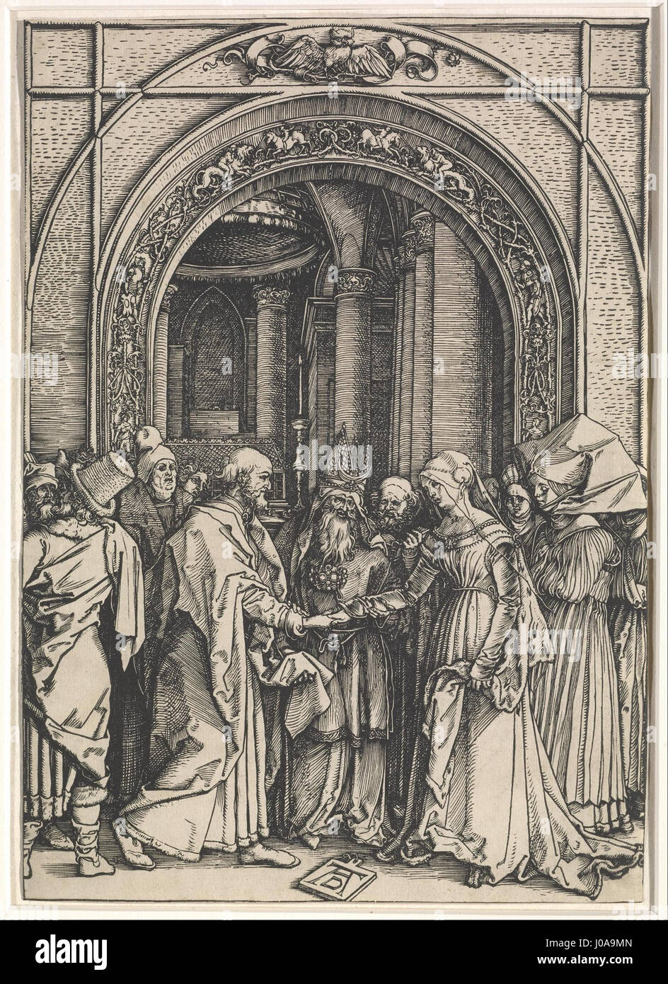 Albrecht Dürer’s 'The Betrothal of the Virgin' depicts the moment of ...