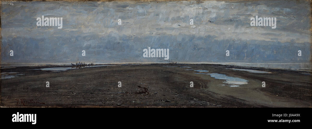 Johan Krouthén's painting *The Skaw Spit* depicts the coastal landscape ...