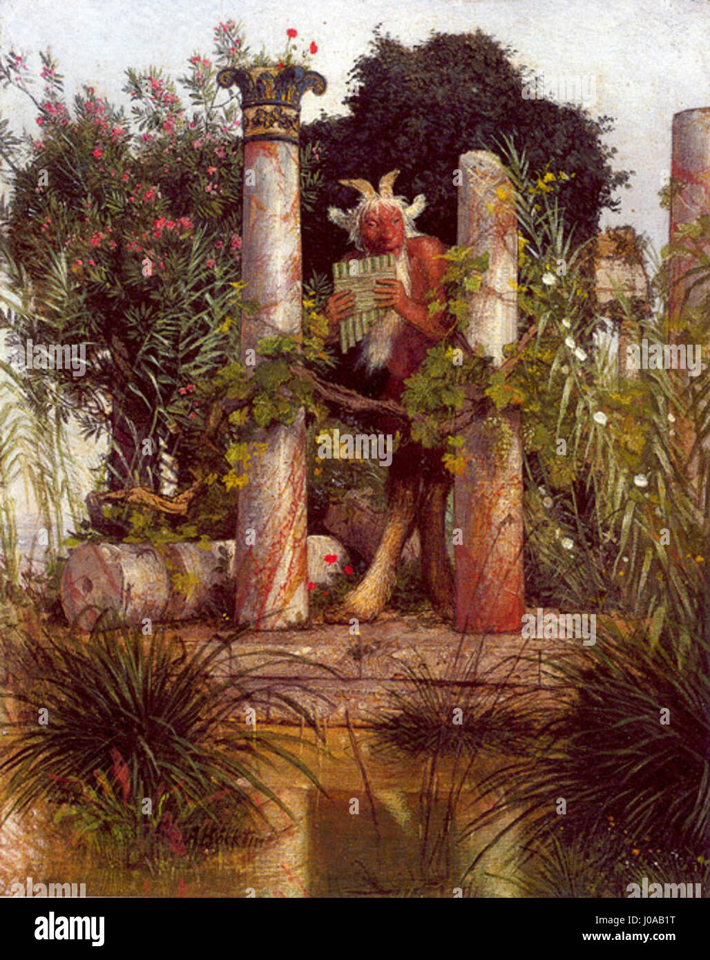 'Idyll' (Pan Amidst Columns) by Arnold Böcklin, 1875, a painting ...