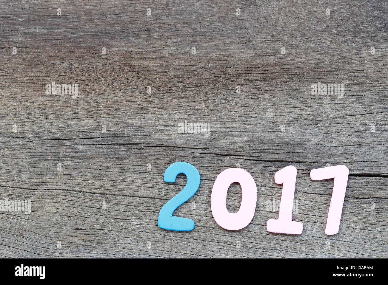 Number two thousand seven of wooden text on brown old wood floor in ...