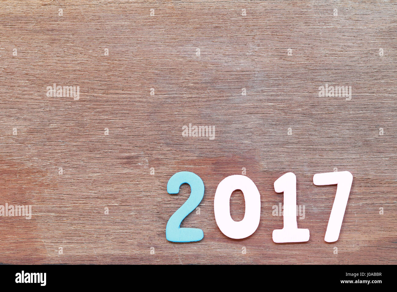 Number two thousand seven of wooden text on brown old wood floor in ...