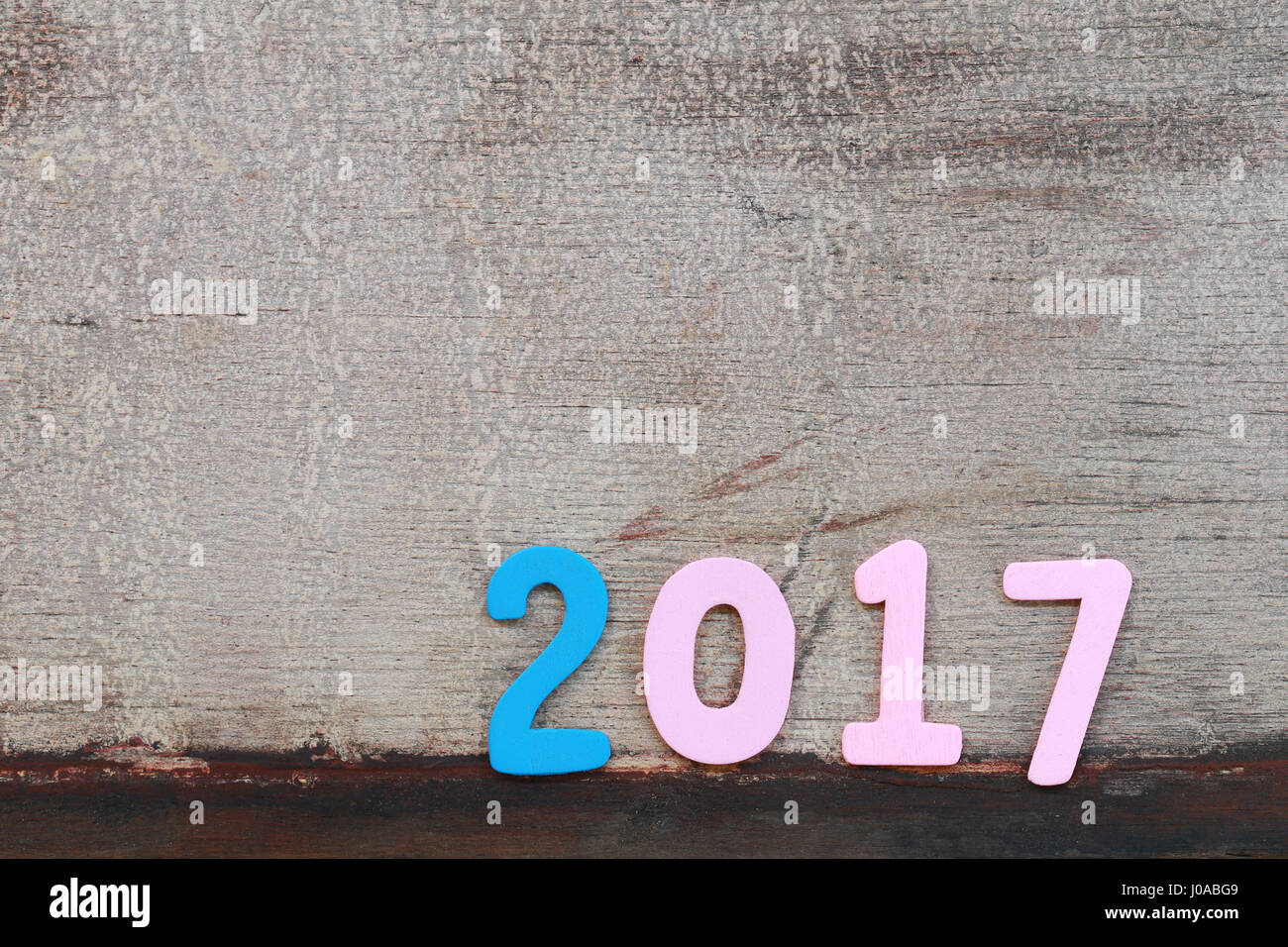 Number two thousand seven of wooden text on brown old wood floor in ...