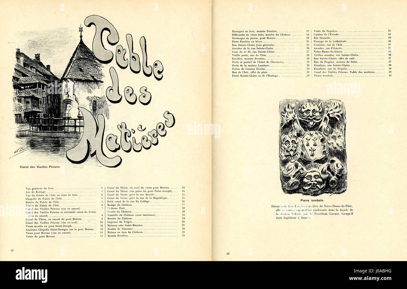 'Le Vieil Annecy' is a historic map or table of contents that explores ...