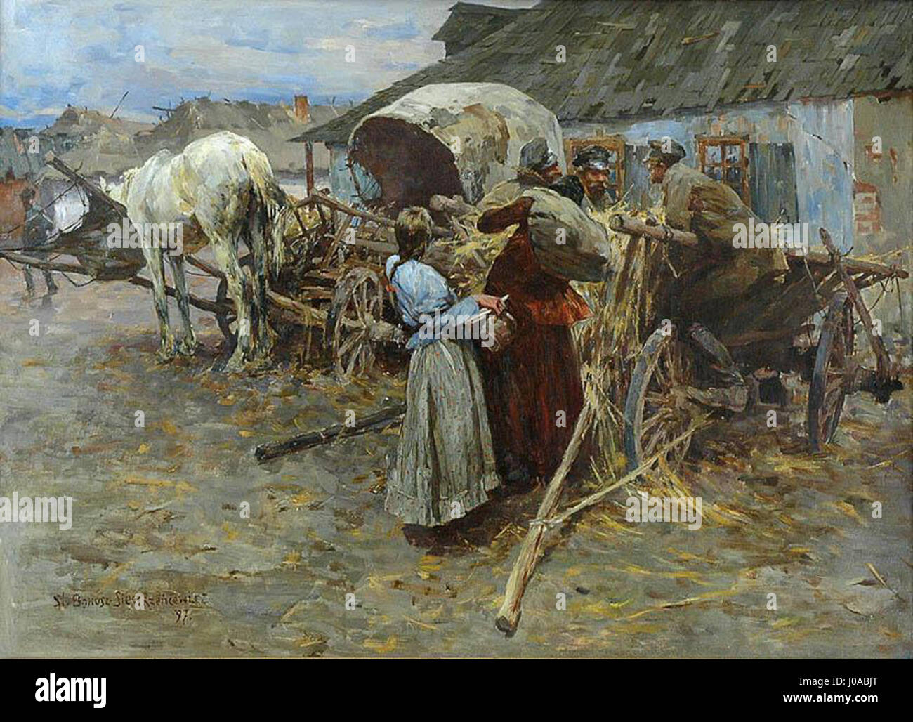 Stanislaw Bohusz-Siestrzencewicz’s 1897 painting 'Przed Chata' portrays ...