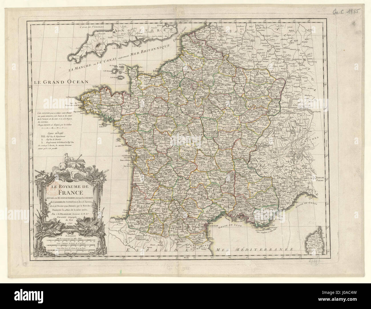 This map, created in 1790, illustrates the division of France into 83 ...