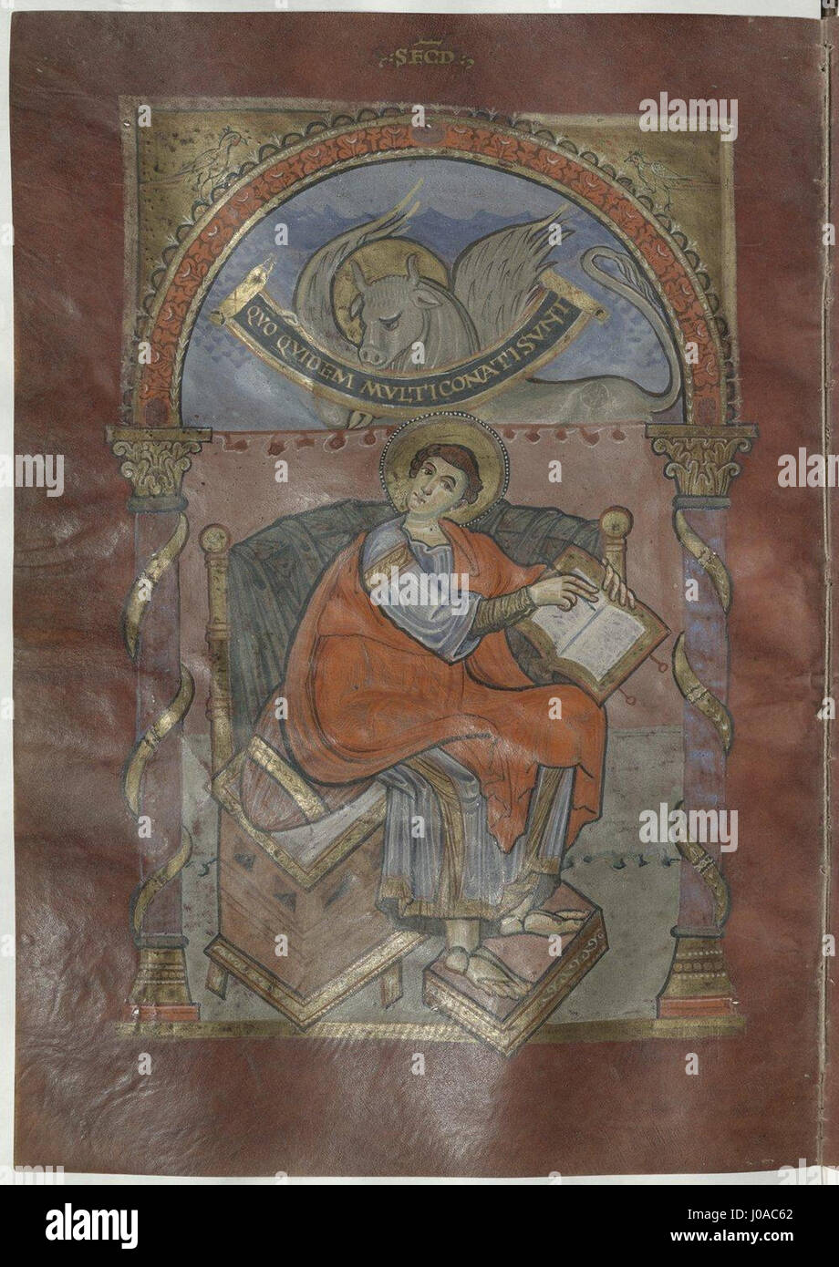 The Evangelarium of Saint-Riquier features an illuminated manuscript ...