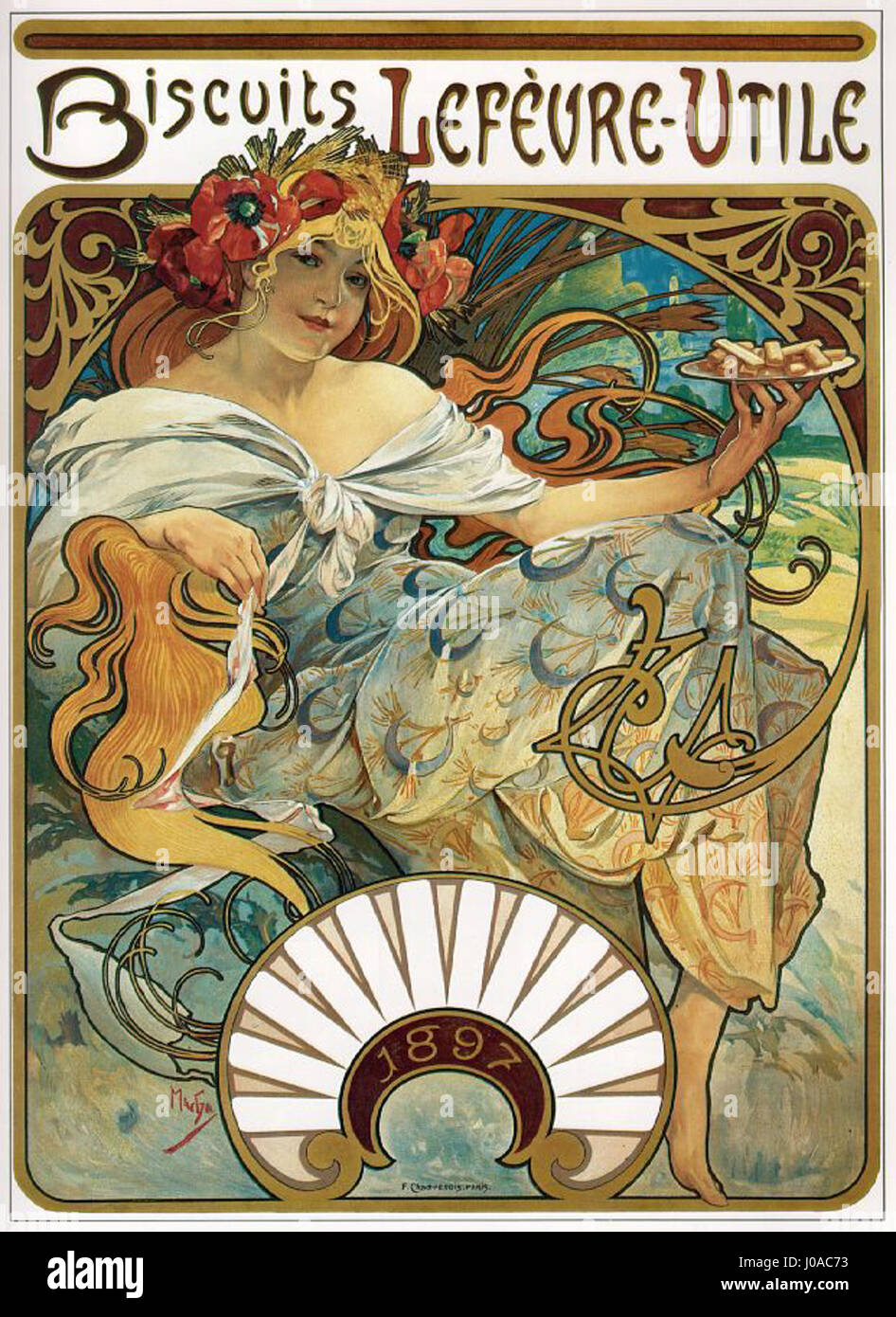Affiche Biscuits Lefèvre-Utile Mucha Stock Photo - Alamy