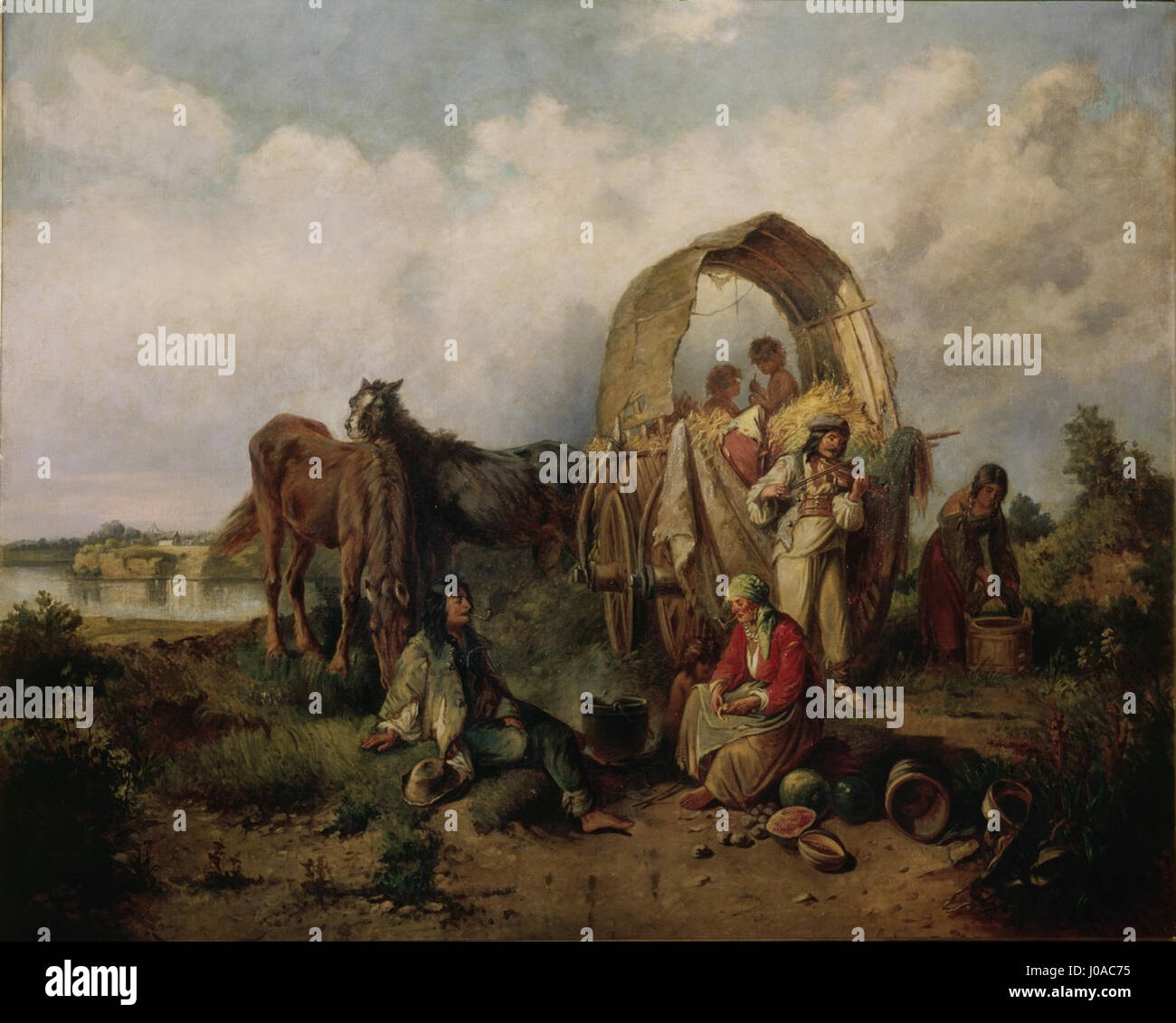 Mihály Munkácsy's painting 'Cigány család' (Gypsy Family) depicts a ...