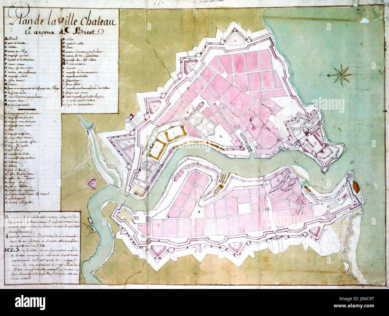 This historical map, 'Plan de la ville, château et arsenal de Brest ...