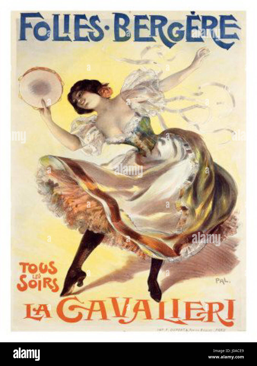 This vintage poster for the Folies Bergère depicts 'La Cavalieri ...