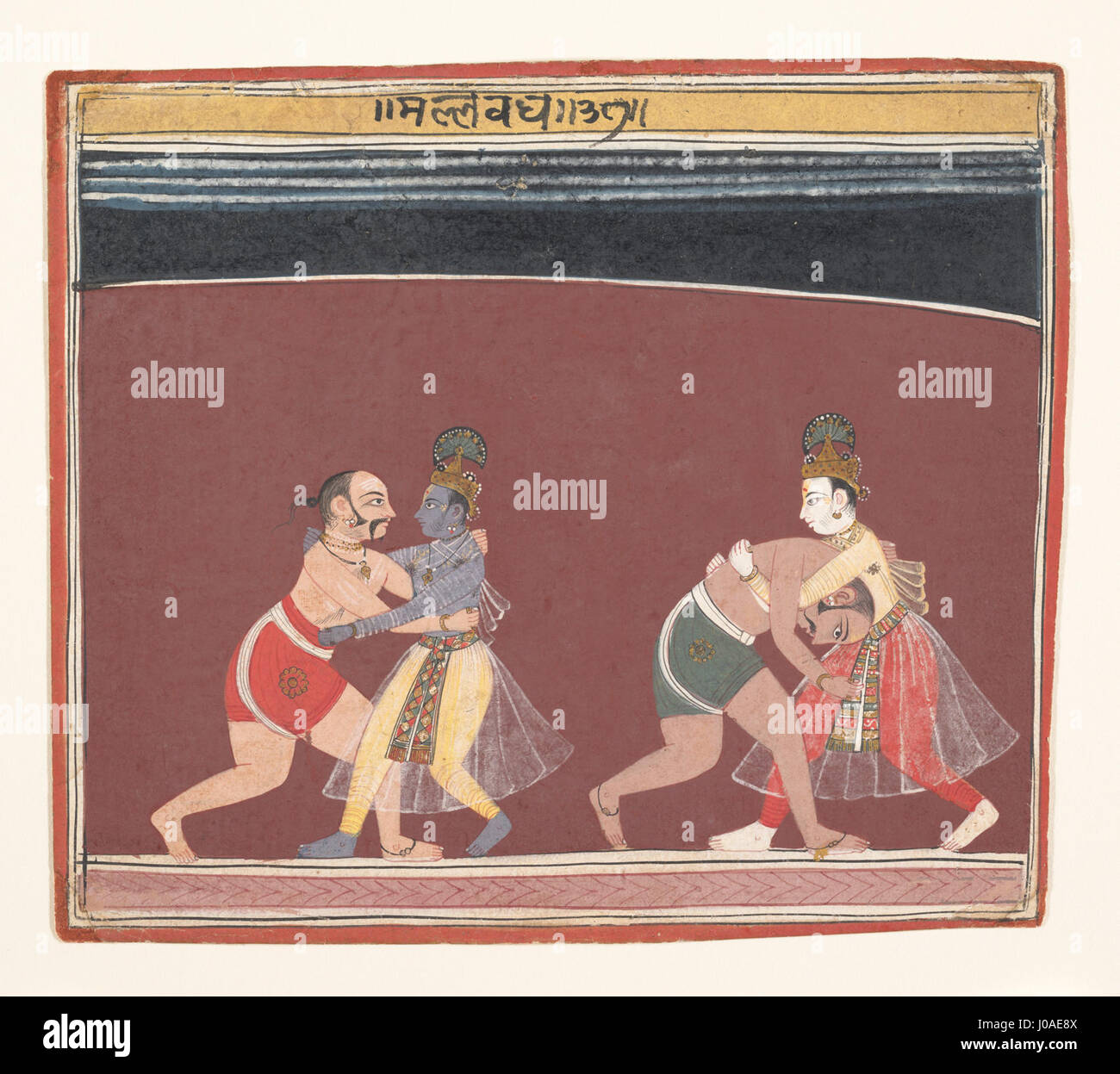 Krishna and Balarama Fight the Evil King KamsaE28099s Wrestlers Stock ...