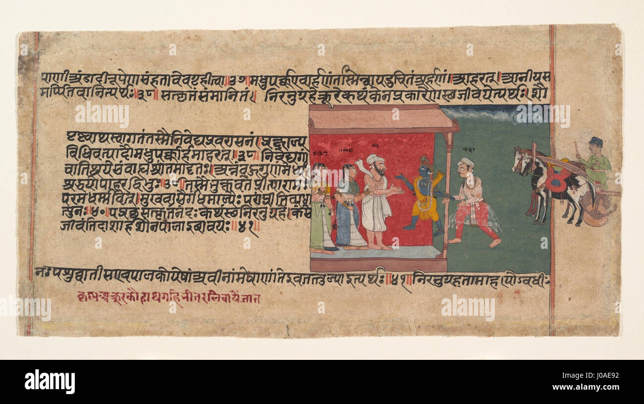 This artwork depicts the scene where Krishna, an important figure in ...
