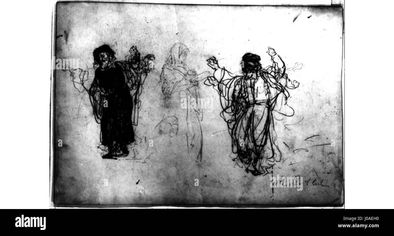 This piece depicts Hasidic Jews dancing, capturing the cultural and ...