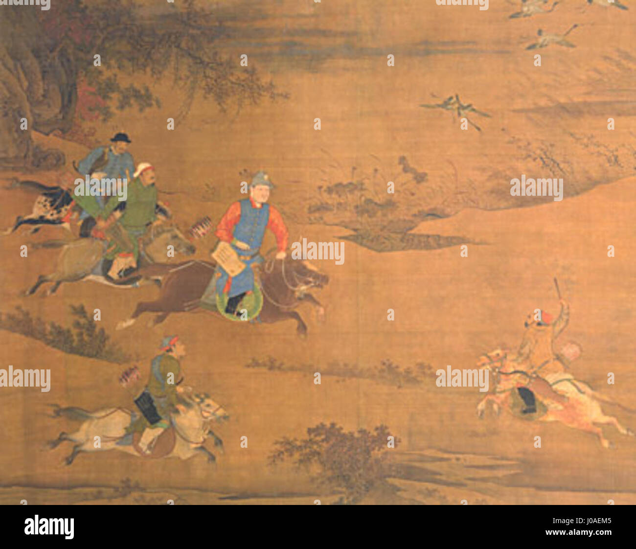 This artwork likely depicts a traditional East Asian theme, blending ...
