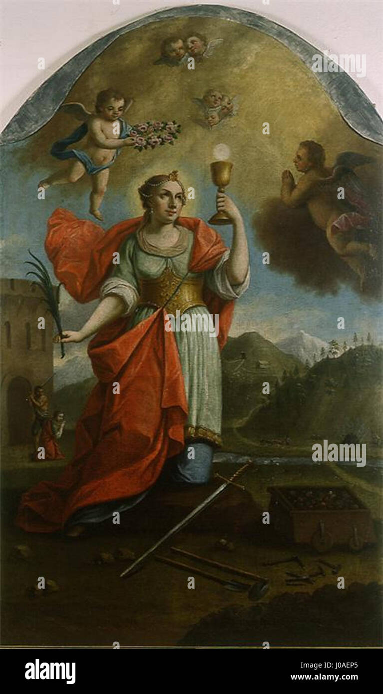 A depiction of St. Barbara by Slovenian artist Janez Potočnik ...