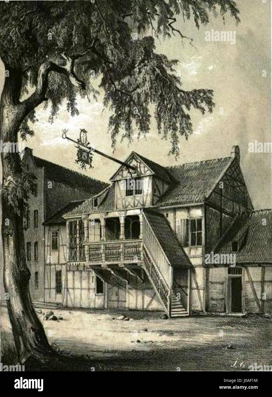 The MüllerGewerkshaus in Danzig, a historical building, reflects the ...