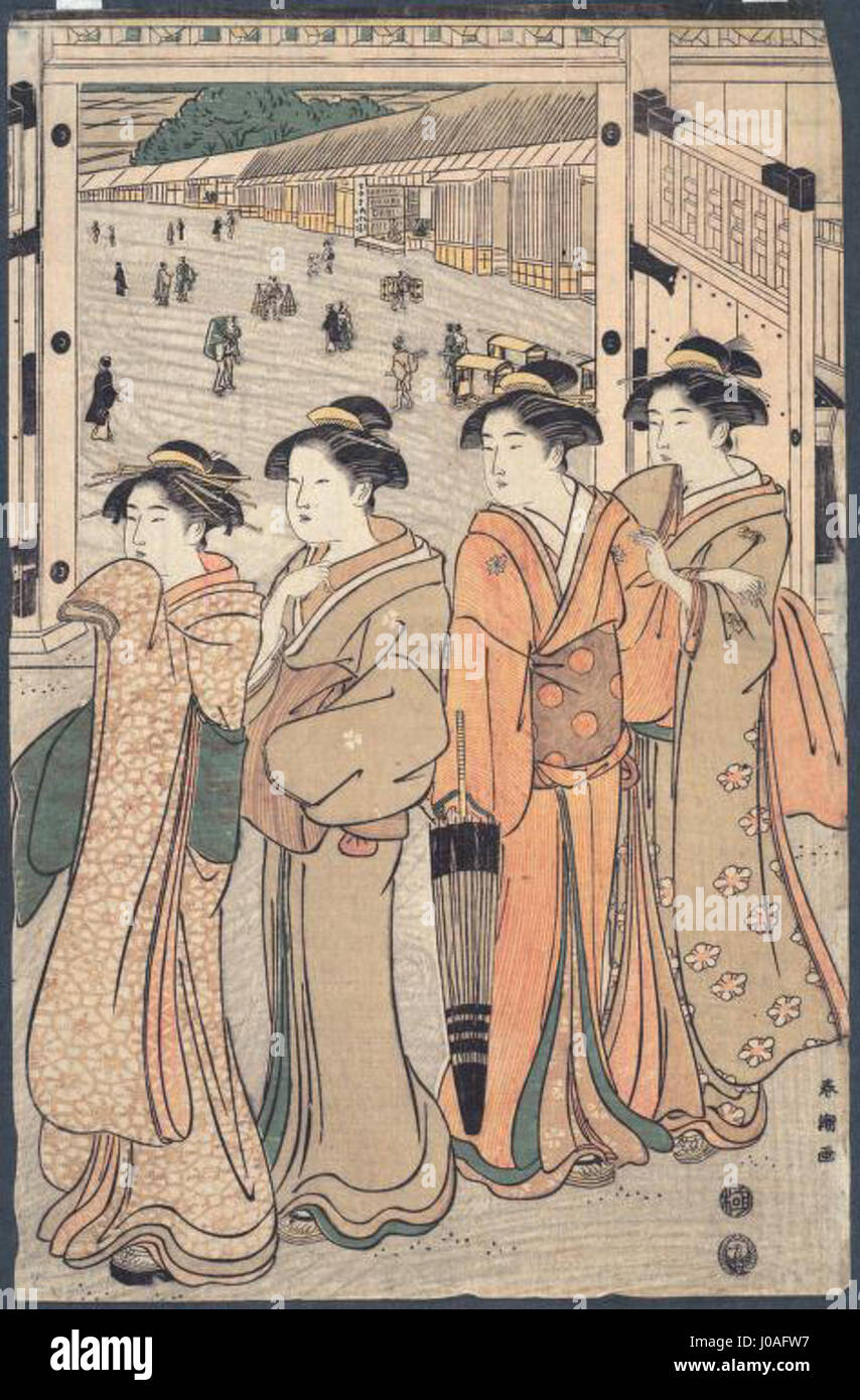 'Courtesans' by Shuncho is a woodblock print from the Edo period in ...
