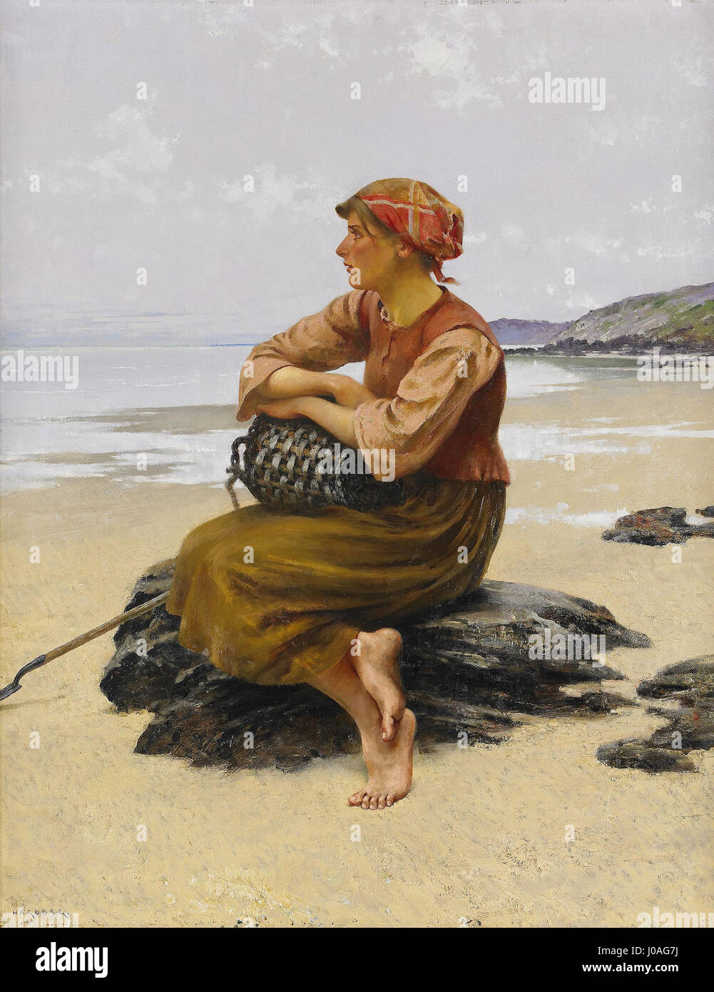 August Hagborg’s 'Sittande ostronplockerska p† stranden' depicts a ...