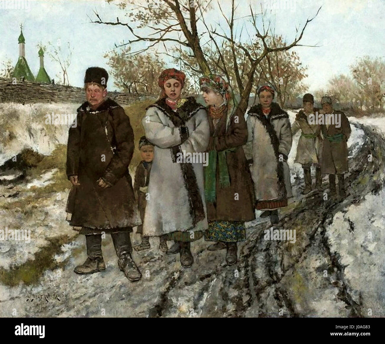 Piatkowski's 'Return from the Baptism' depicts a family or group ...