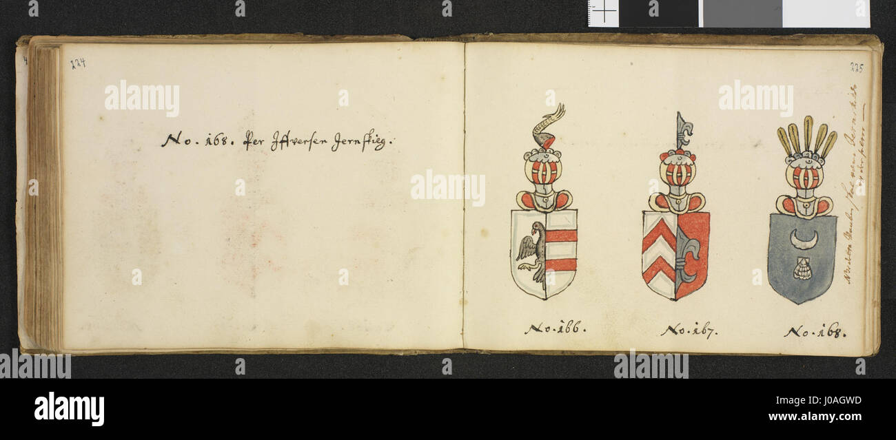 This historical insignia depicts notable figures from Norway ...