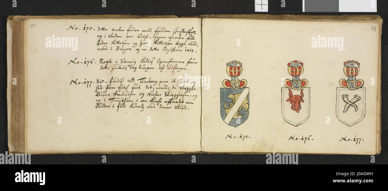 The artwork 'Insignia quondam virorum illustrium' depicts the heraldic ...