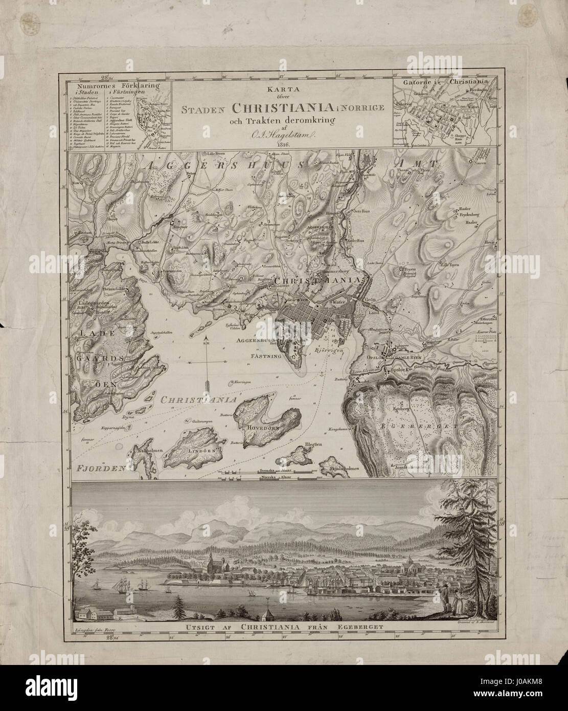 This map from the 19th century shows the city of Christiania (now Oslo ...