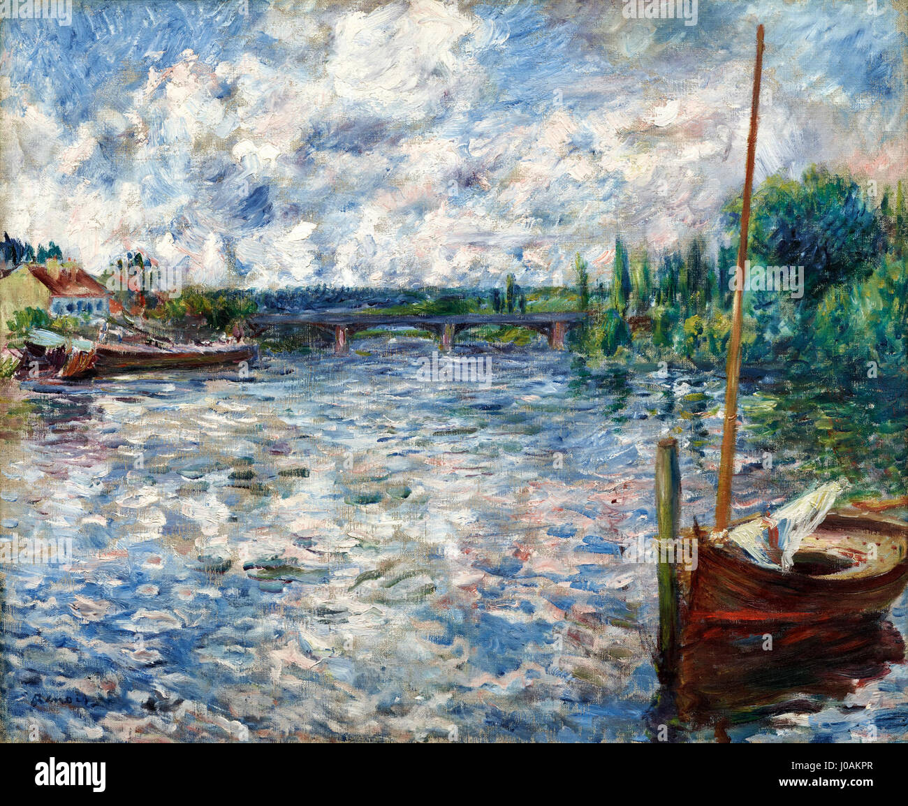 'La Seine at Chatou' by Pierre-Auguste Renoir, painted in 1874, is a ...