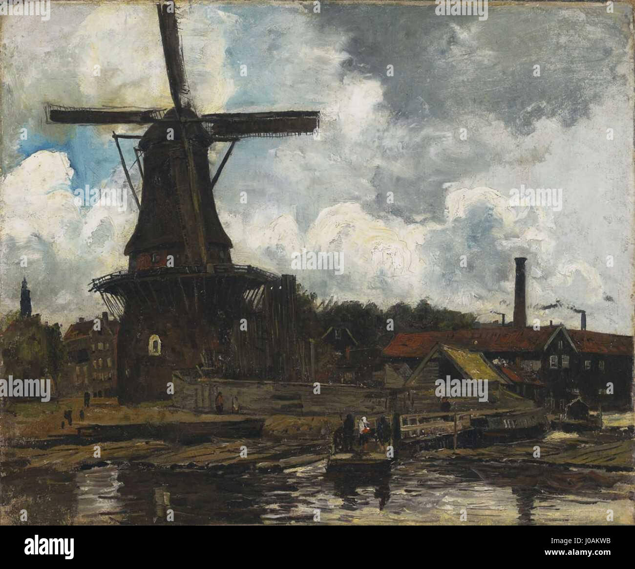 Paul Baum - Holländische Flusslandschaft mit Windmühle (1882 Stock ...