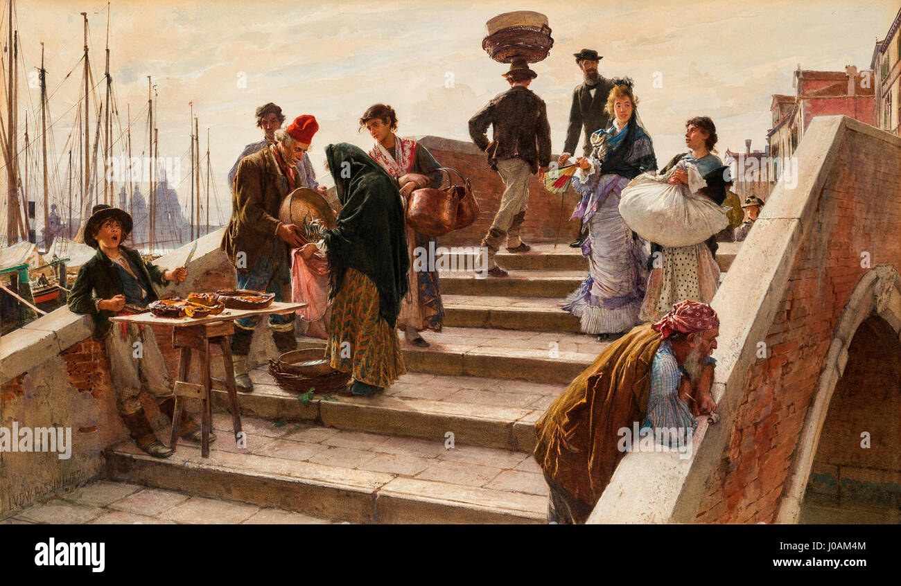 Passini Ludwig - Eine Brücke in Venedig Stock Photo - Alamy