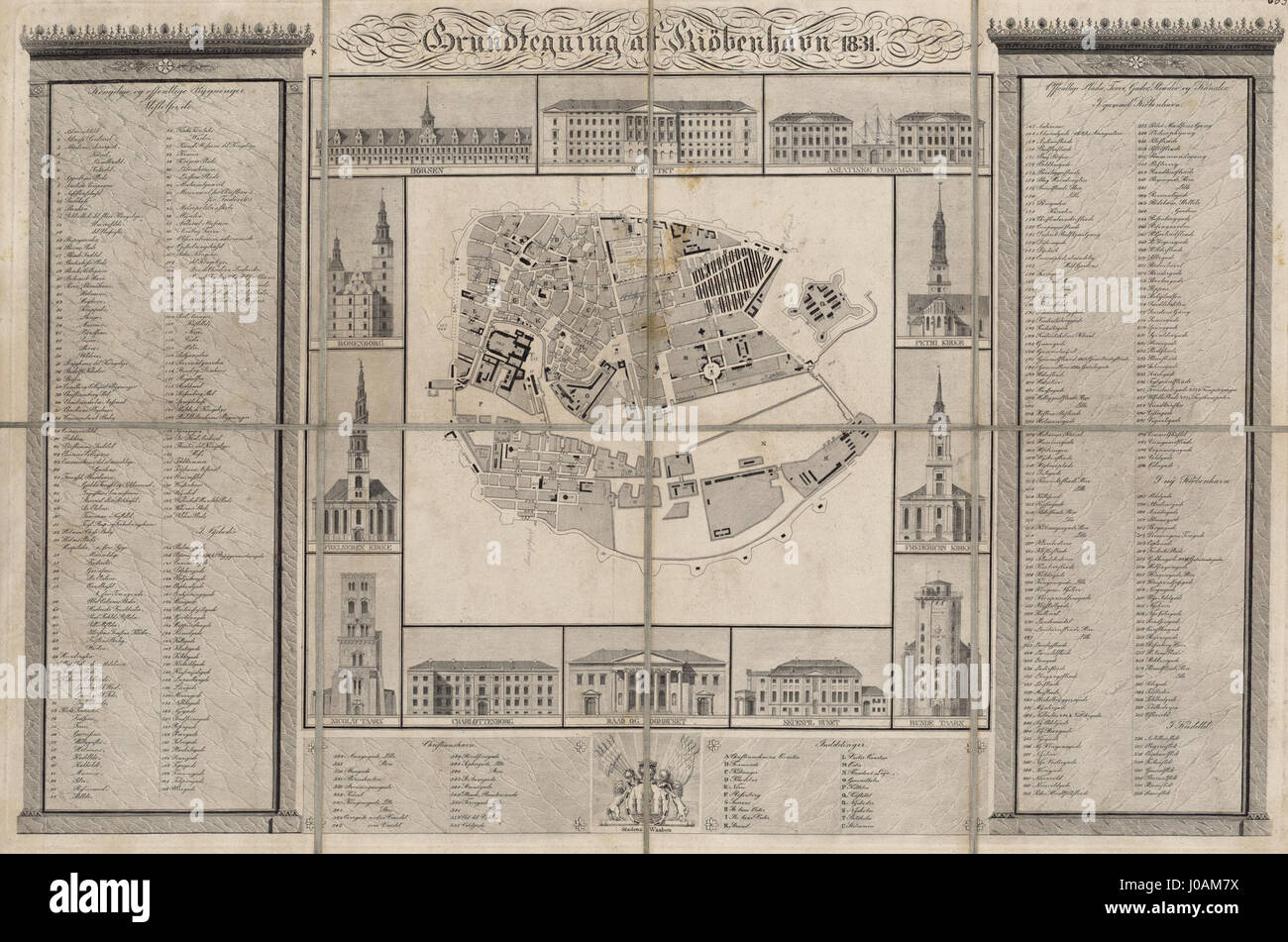 The 'Grundtegning af Kiöbenhavn' from 1831 is a detailed drawing of ...