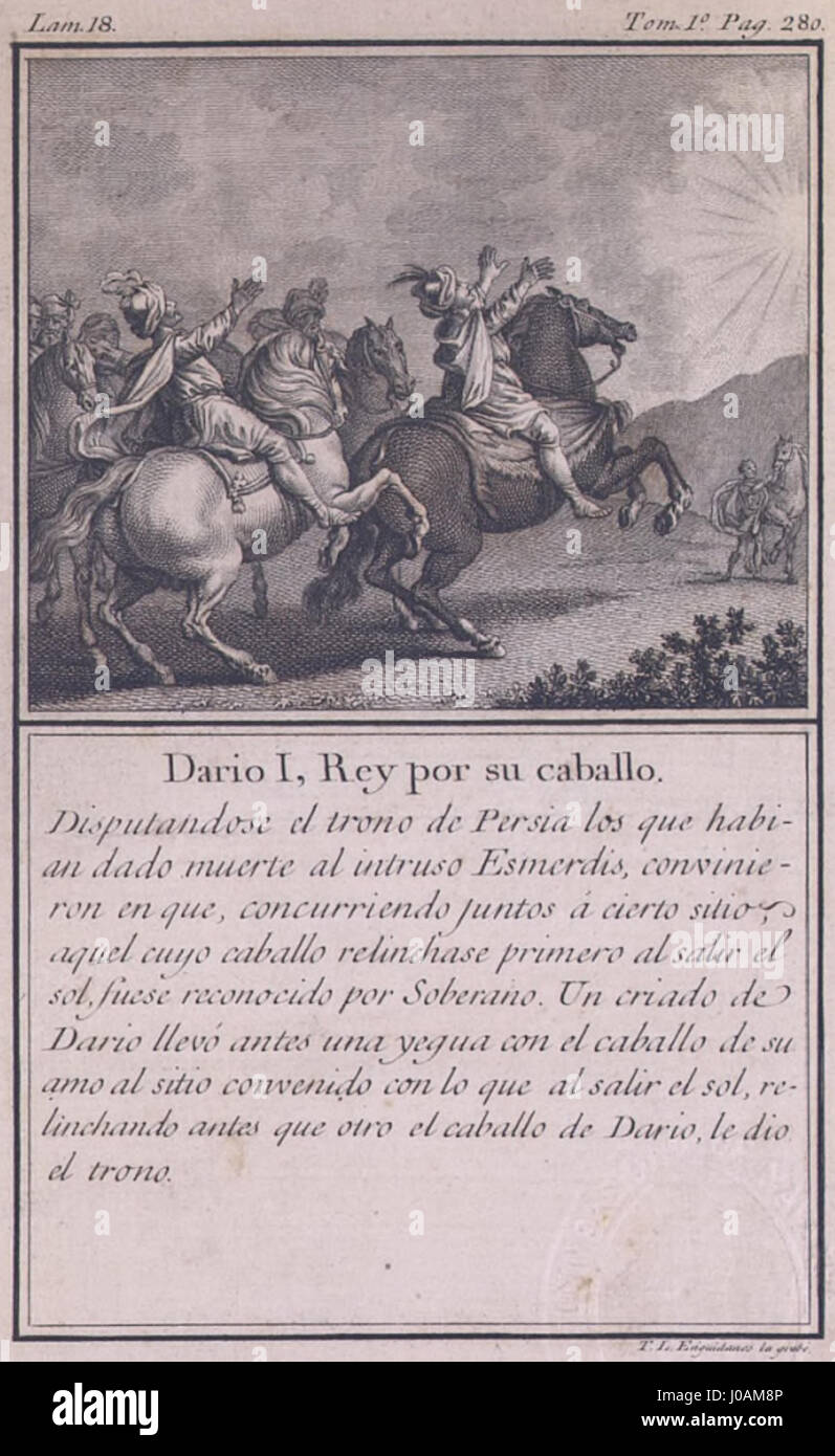 This artwork by Tomás López Enguïdanos depicts the figure of Dario I ...