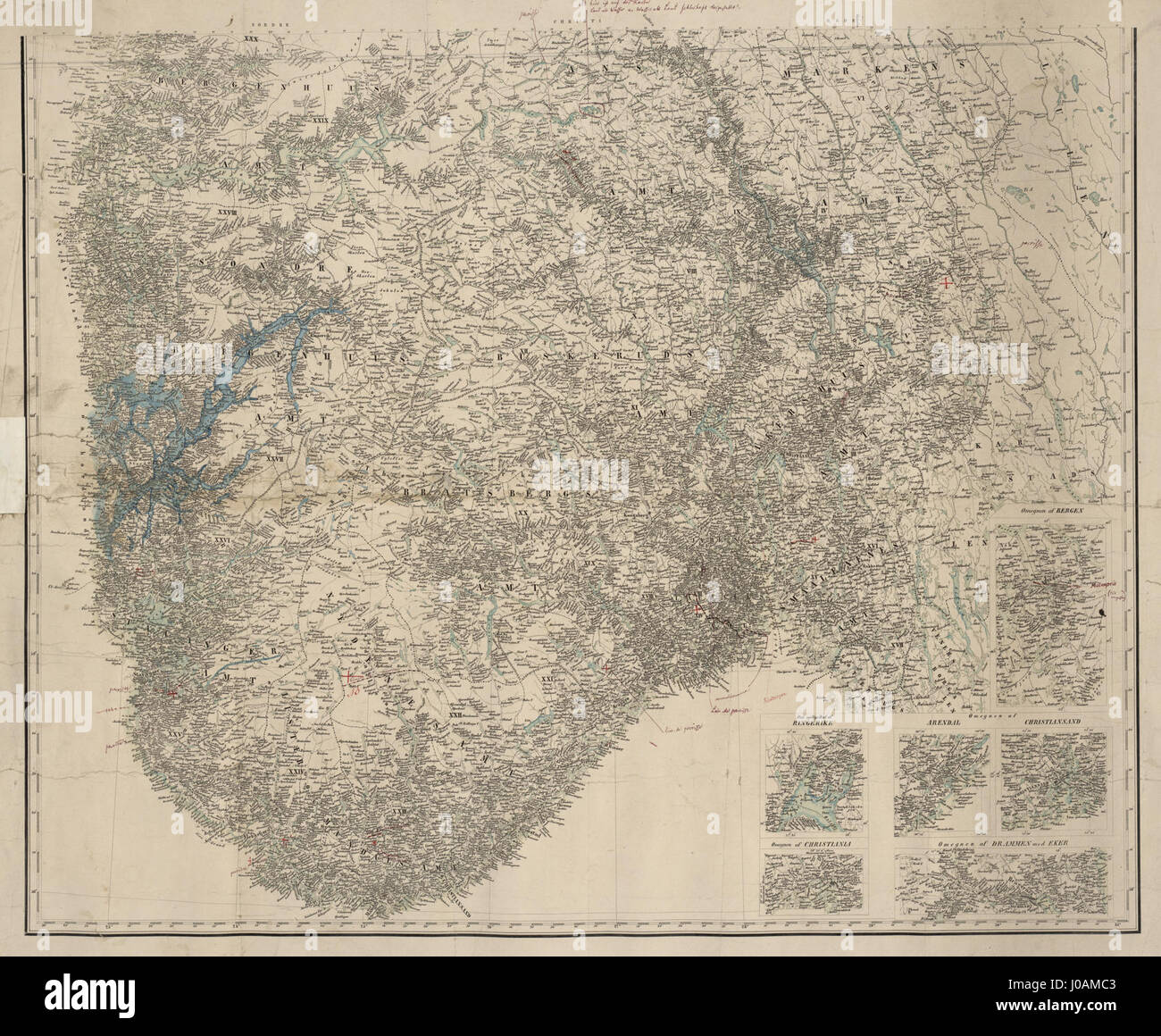 This is an untitled map of Southern Norway, which offers a detailed ...